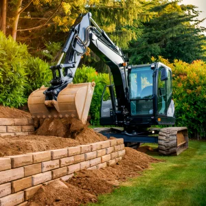 werribee mini digger retaining wall - Melton Fencing Specialists